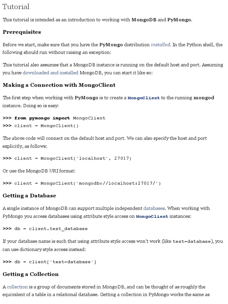 PyMongo Basics: Inserting JSON Data | PDF | Mongo Db | String (Computer Science)