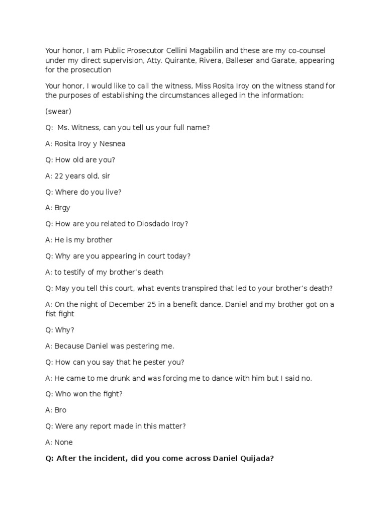 Trial Tech Questions | PDF | Witness | Criminal Procedure