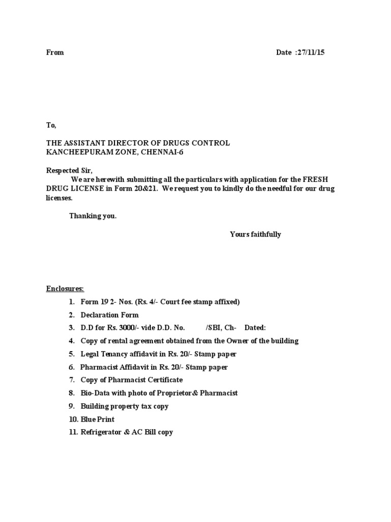 Drug Licence Application | PDF | Lease | Property