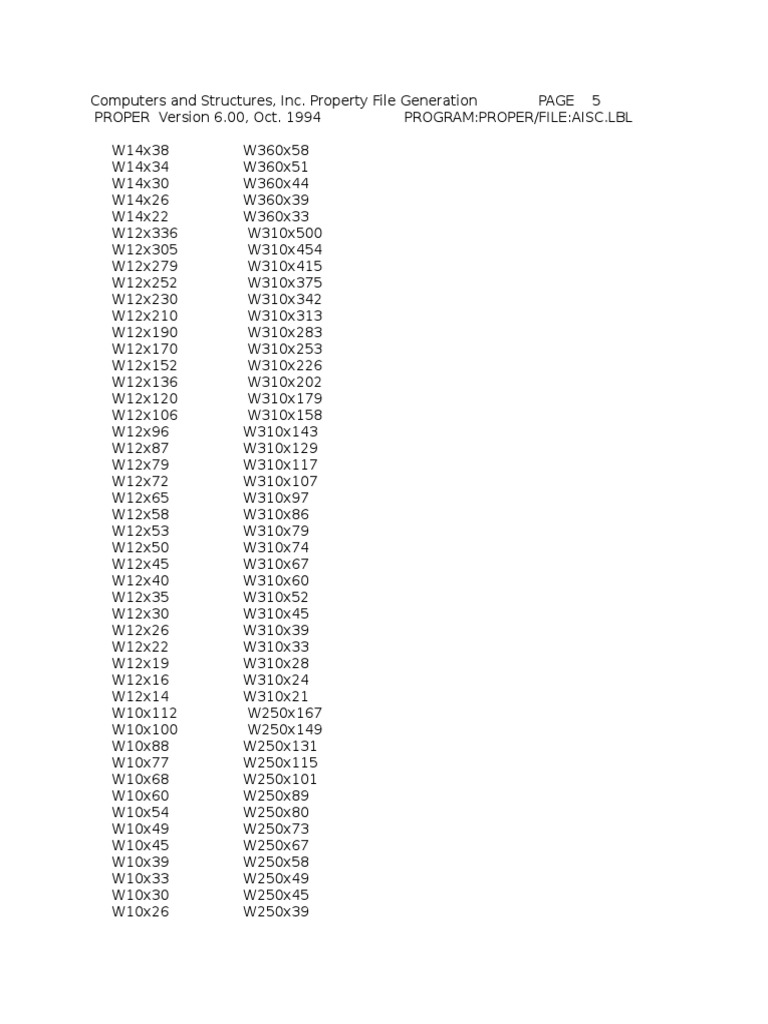 AISC Steel Shapes Property File | PDF