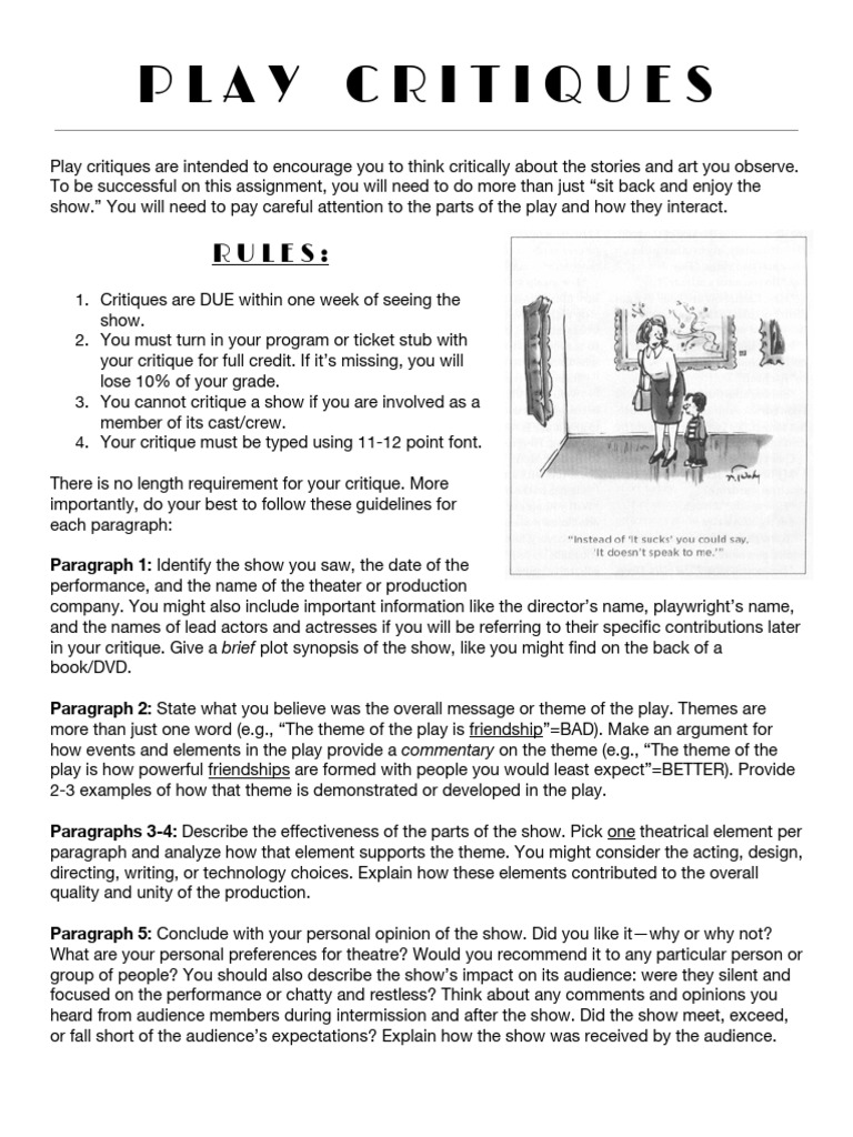 Play Critiques: Rules | PDF | Playwright | Theatre