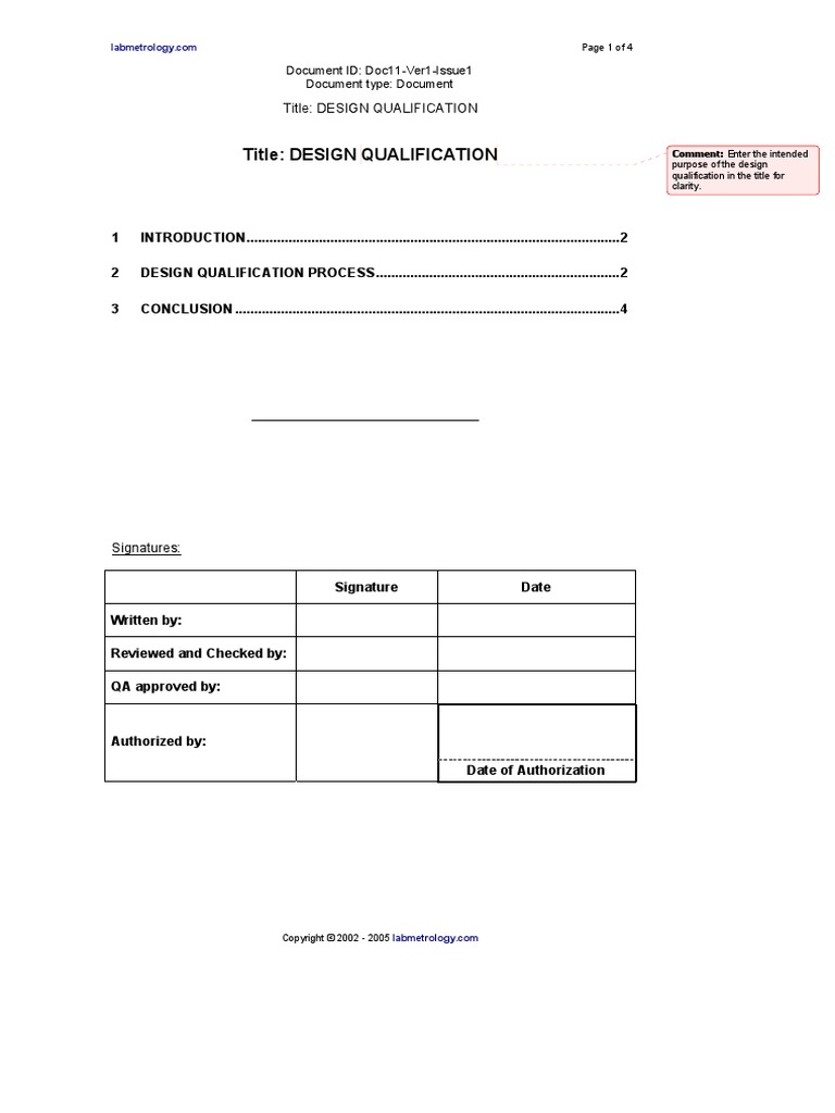 Design Qualification Template | PDF | Verification And Validation ...