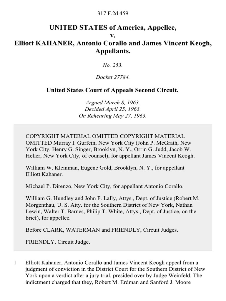 United States v. Elliott Kahaner, Antonio Corallo and James Vincent ...