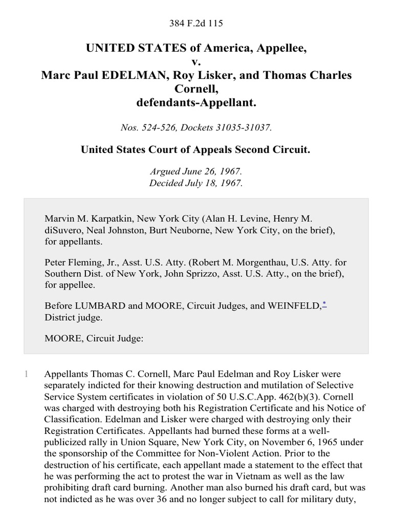 United States v. Marc Paul Edelman, Roy Lisker, and Thomas Charles ...