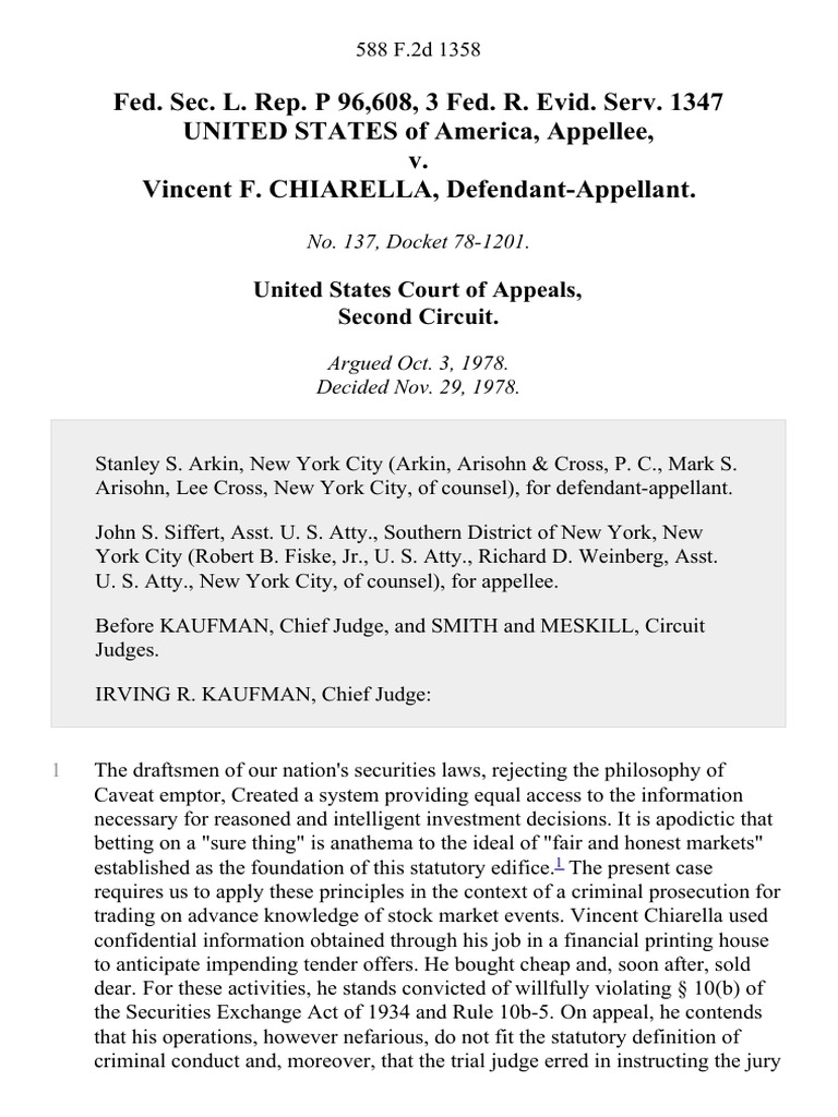 Fed. Sec. L. Rep. P 96,608, 3 Fed. R. Evid. Serv. 1347 United States of ...