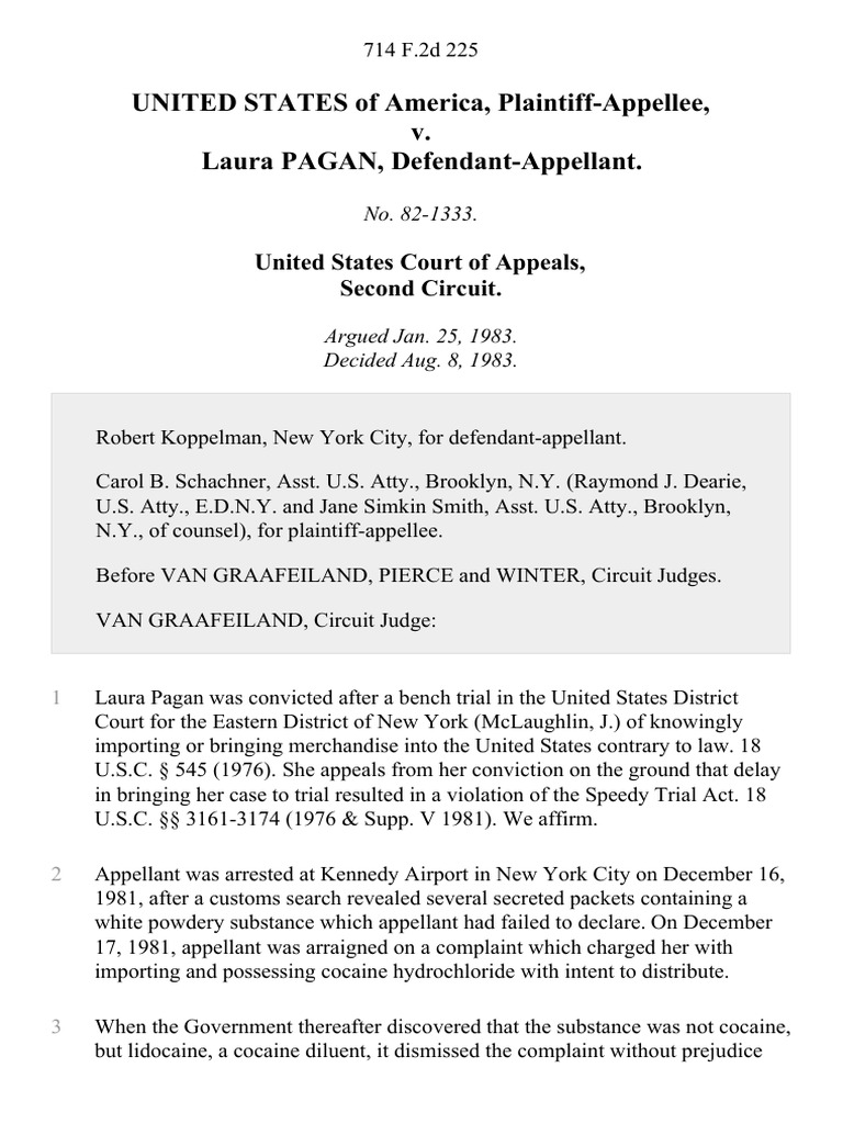 United States v. Laura Pagan, 714 F.2d 225, 2d Cir. (1983) | PDF ...