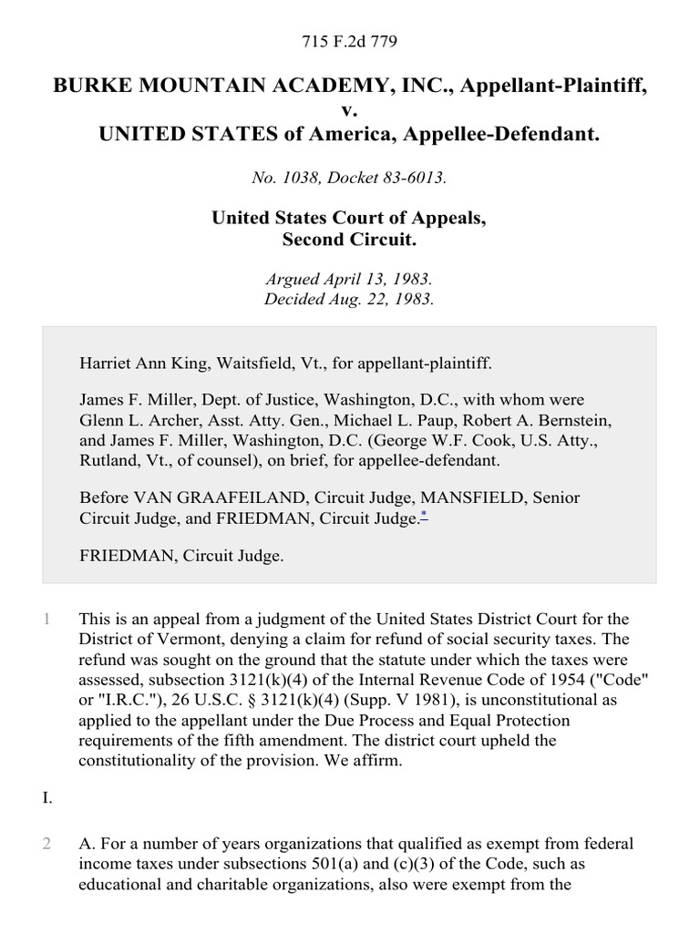 Burke Mountain Academy, Inc., Appellant-Plaintiff v. United States of ...
