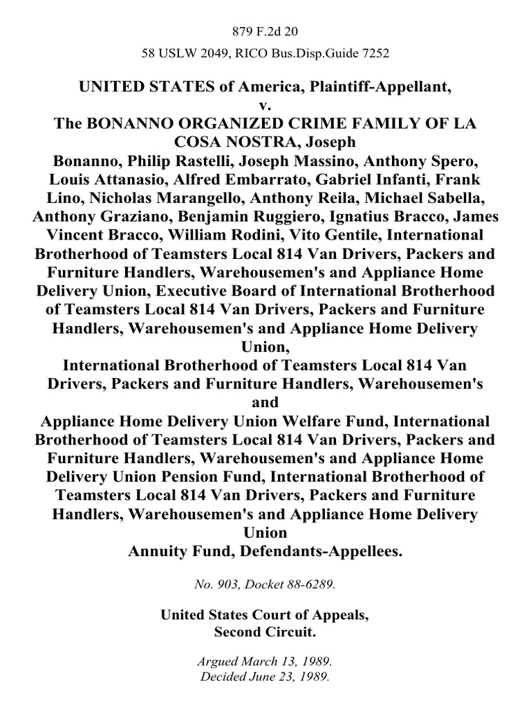 United States v. The Bonanno Organized Crime Family of La Cosa Nostra ...