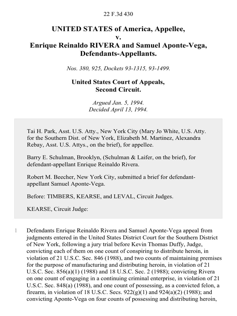 United States v. Enrique Reinaldo Rivera and Samuel Aponte-Vega, 22 F ...