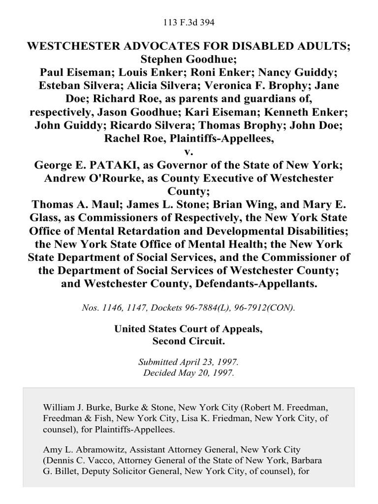 Westchester Advocates for Disabled Adults Stephen Goodhue Paul Eiseman ...
