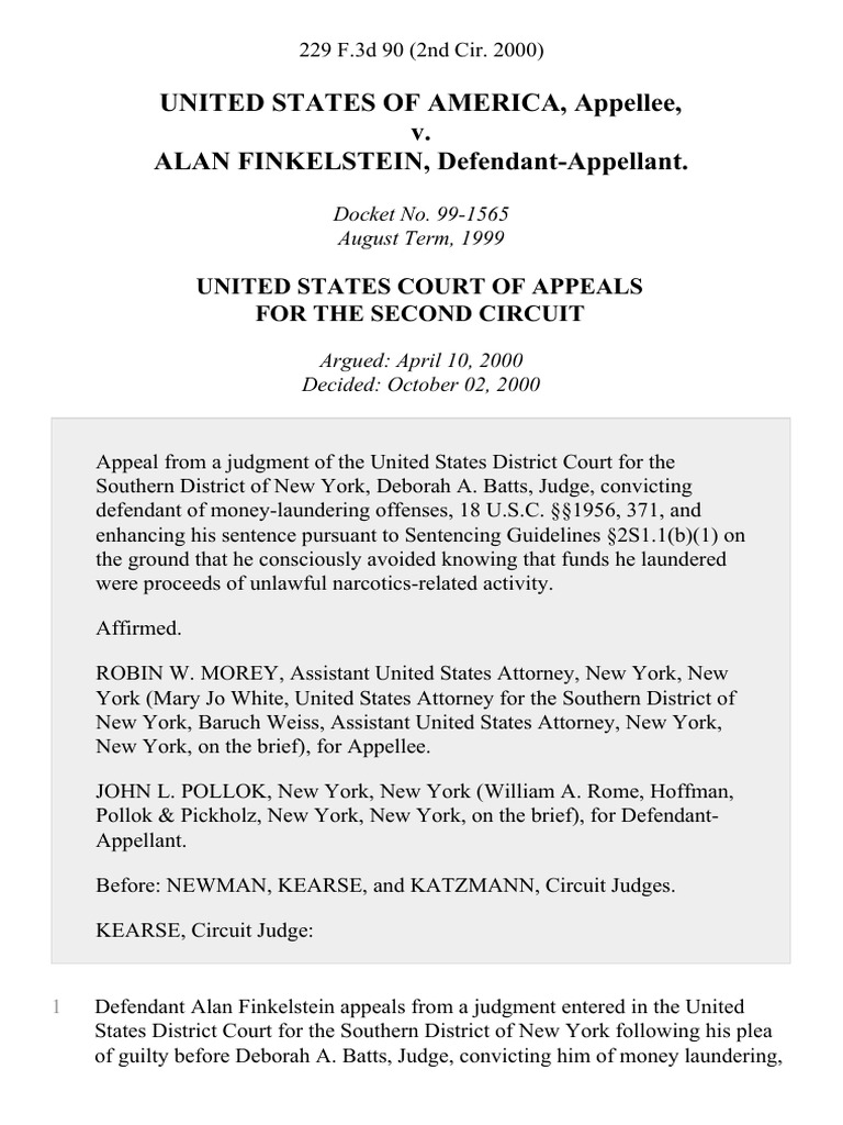 Finkelstein Money Laundering Appeal | PDF | United States Federal ...
