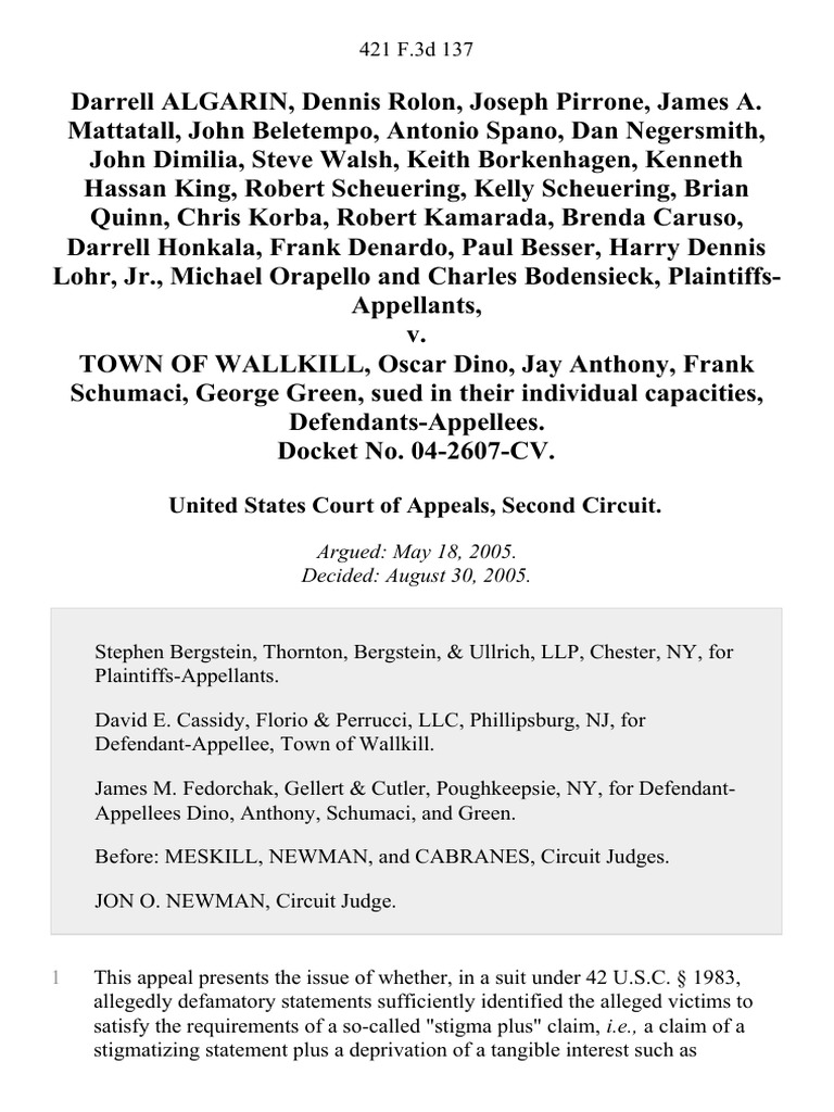 Darrell Algarin, Dennis Rolon, Joseph Pirrone, James A. Mattatall, John ...