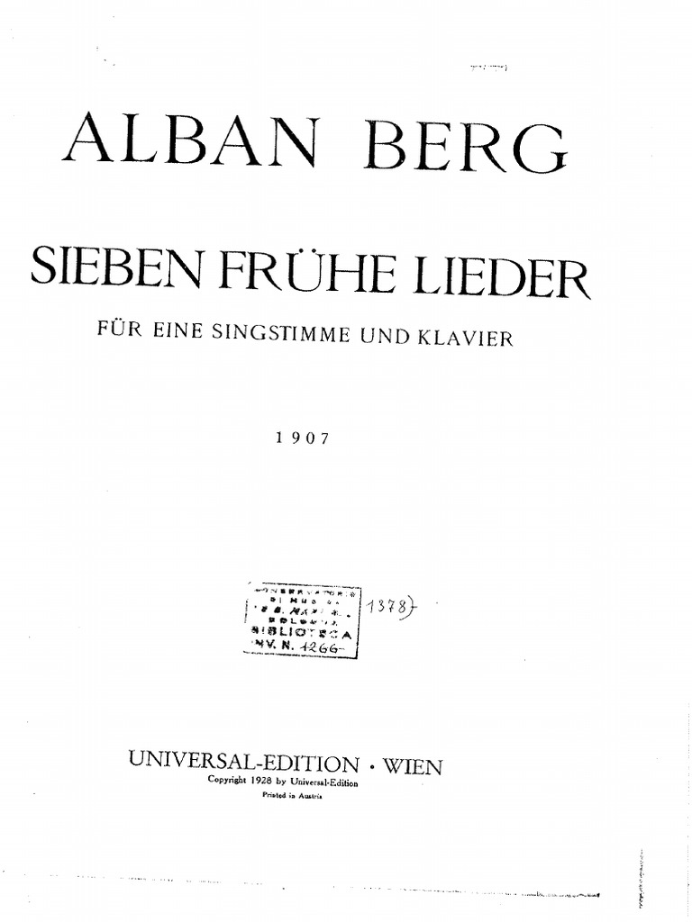 Alban Berg - Sieben Frühe Lieder (Seven Early Songs) | PDF