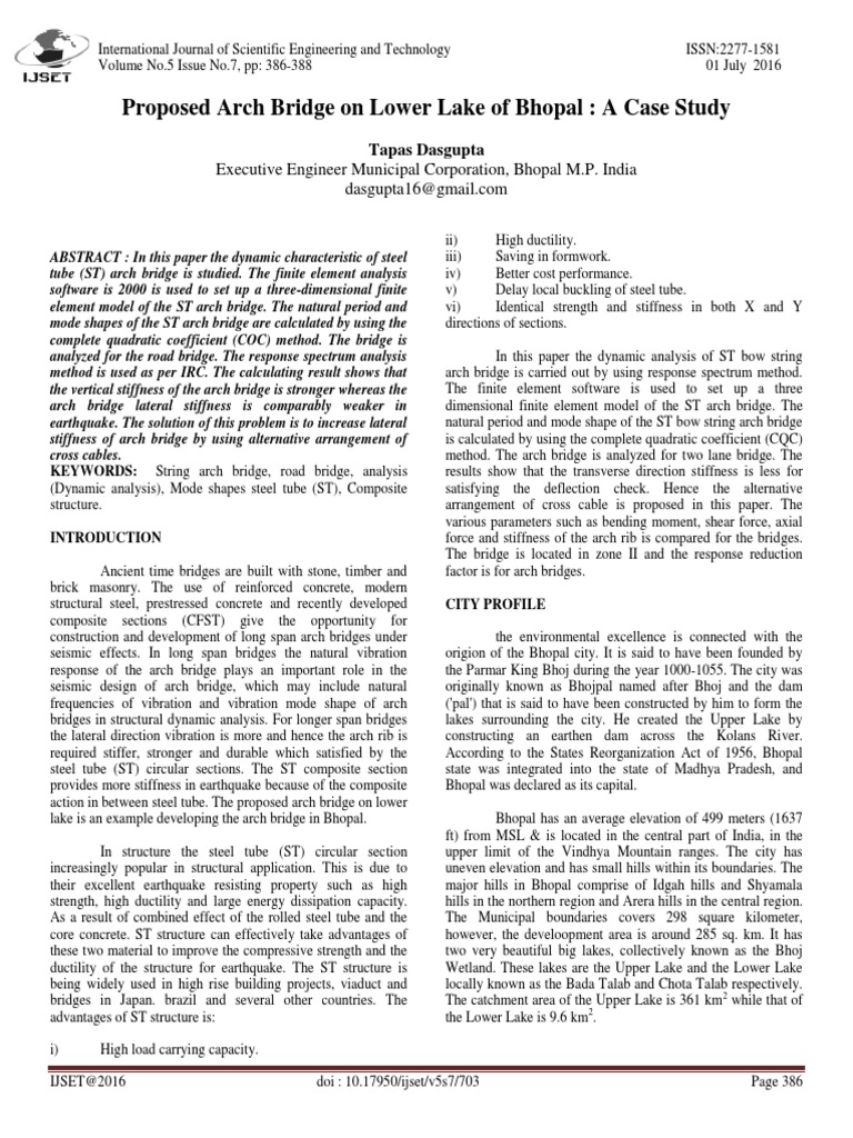 Bhopal Arch Bridge Case Study | PDF | Bridge | Beam (Structure)