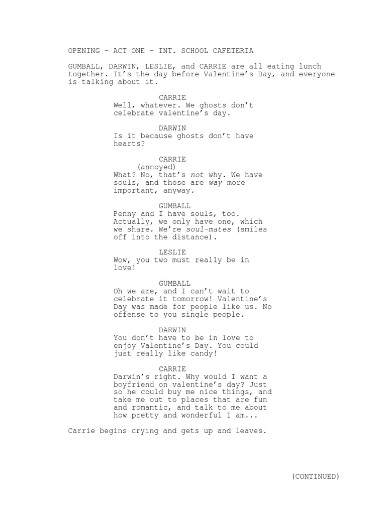 Gumball Spec Script - The Valentine | PDF | Business
