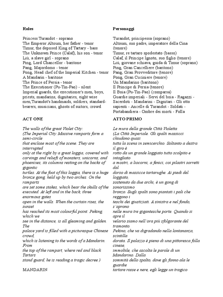 Turandot Libretto | PDF