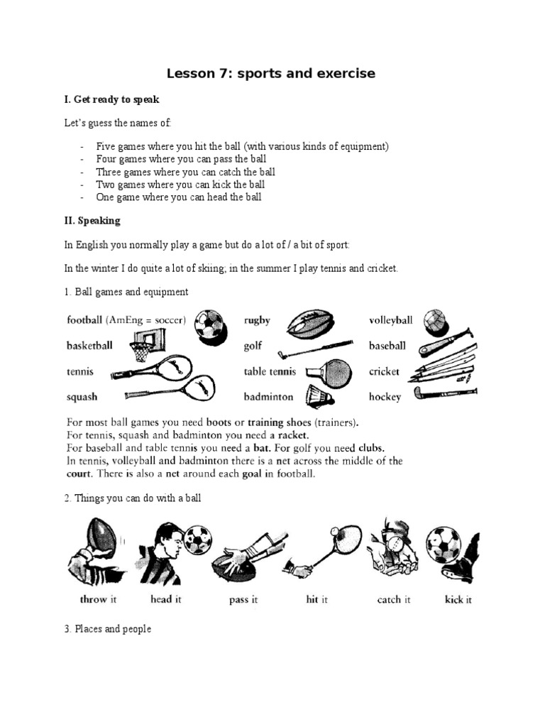 Lesson 7 - Sports and Exercise | PDF