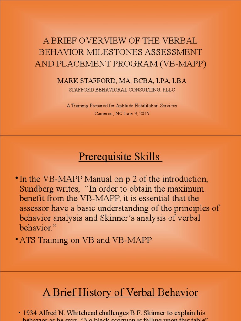 VB-MAPP Overview and Assessment Guide | PDF | Reinforcement ...