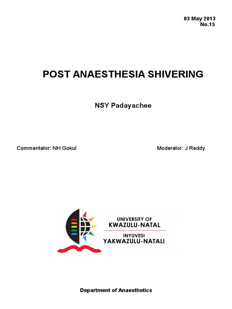 Post Anaesthesia Shivering - N Padayachee | PDF | Anesthesia | Hypothermia