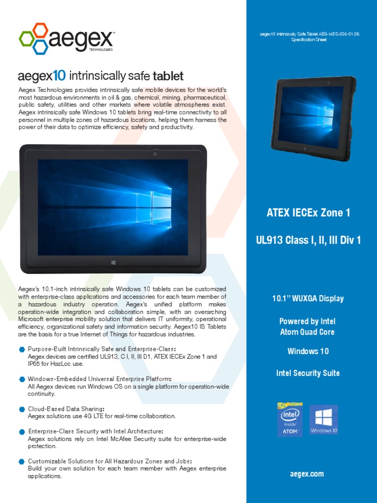 AEG-MDS-005 - Aegex10 Intrinsically Safe Tablet Specification Sheet ...