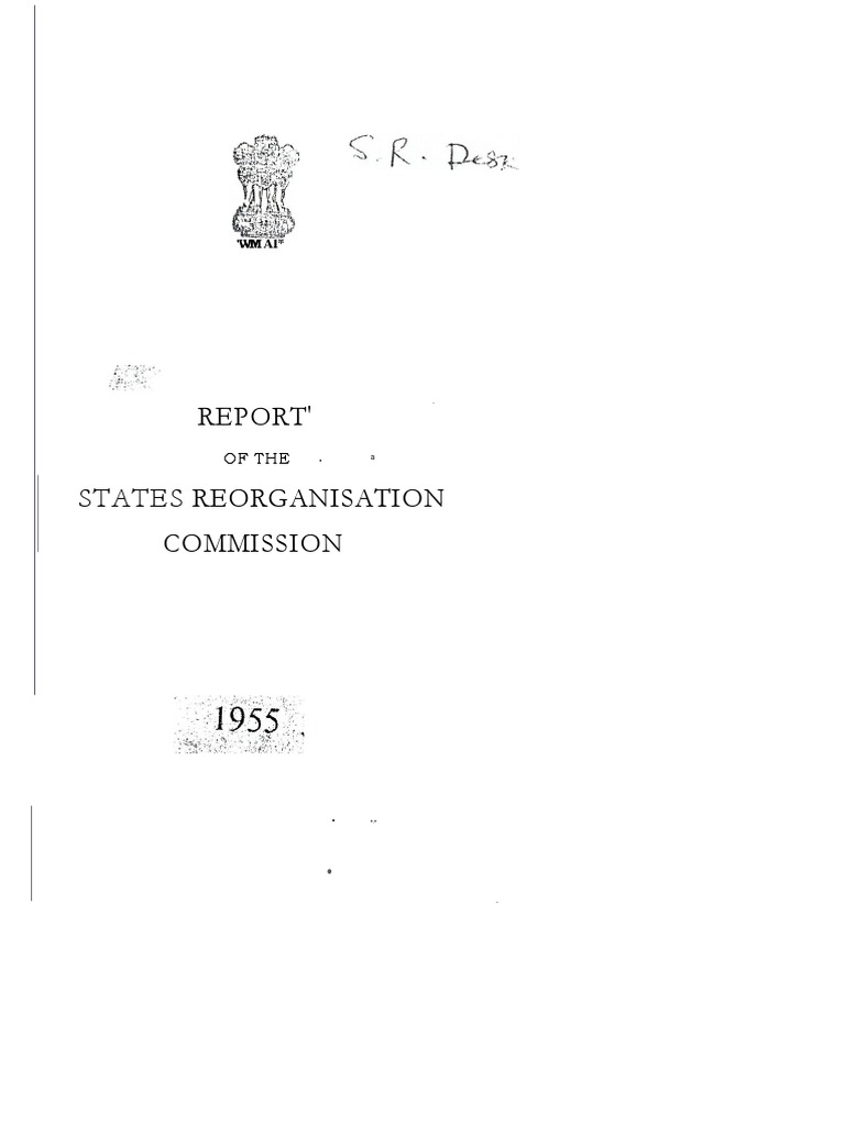 States Reorganisation Commission Report | PDF | Sovereignty | British Raj