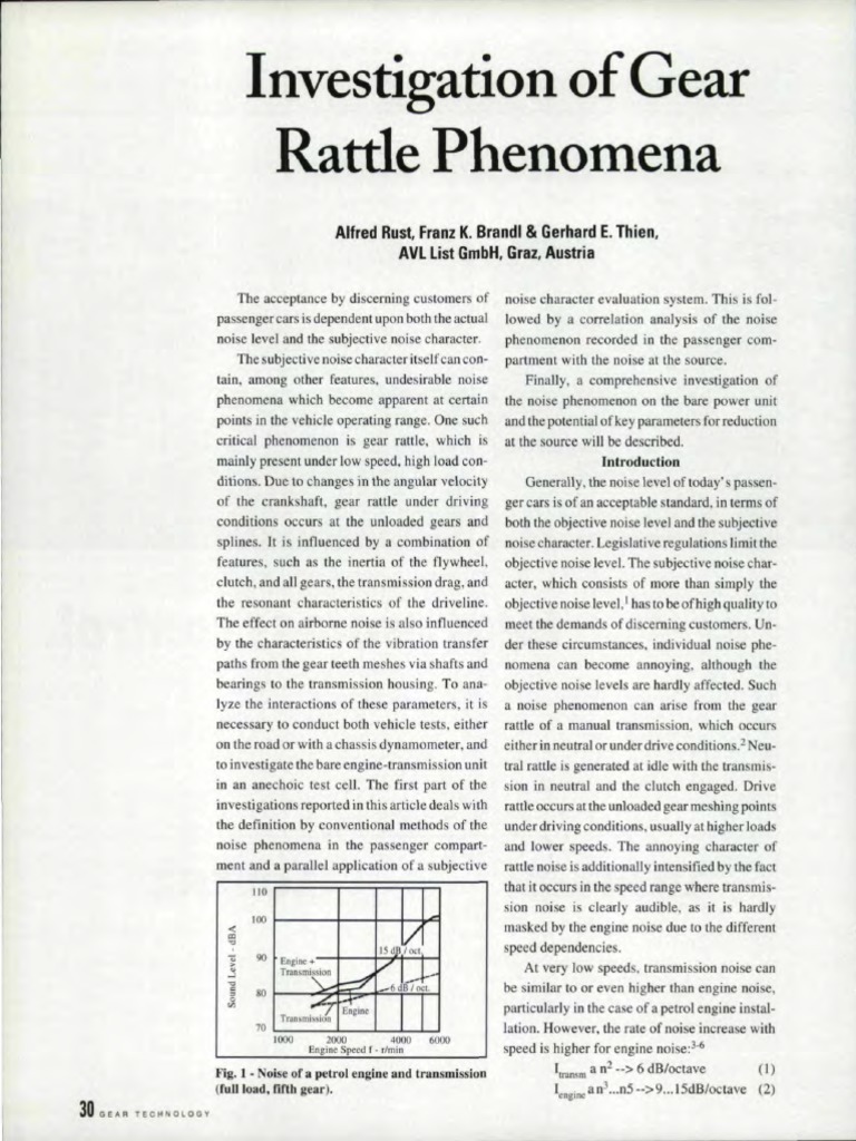 Gear Rattling | PDF | Transmission (Mechanics) | Gear
