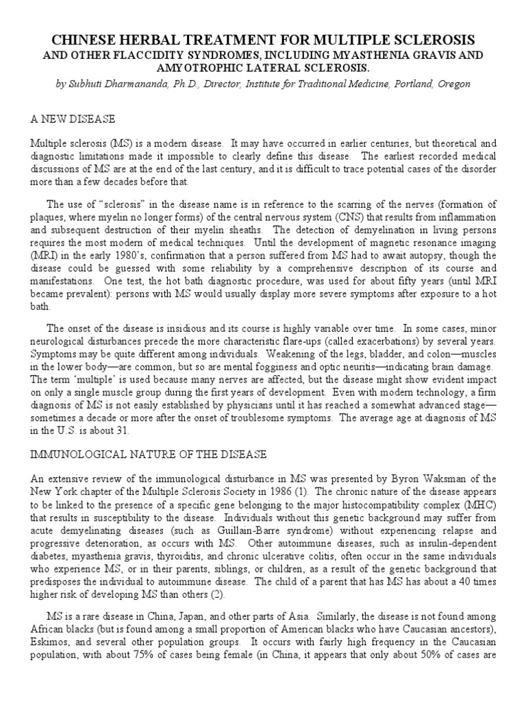 Chinese Herbal Treatment For Multiple Sclerosis | PDF | Multiple ...