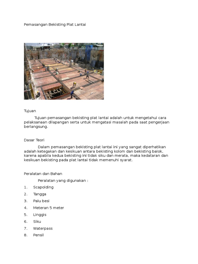 Pemasangan Bekisting Plat Lantai2 | PDF