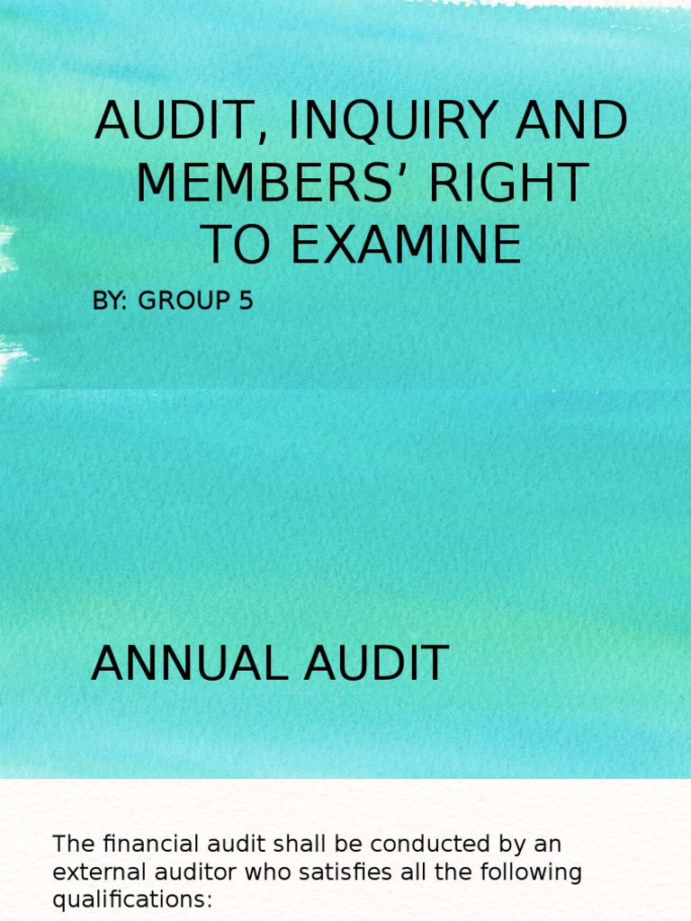 Audit Inquiry and Members Right | PDF