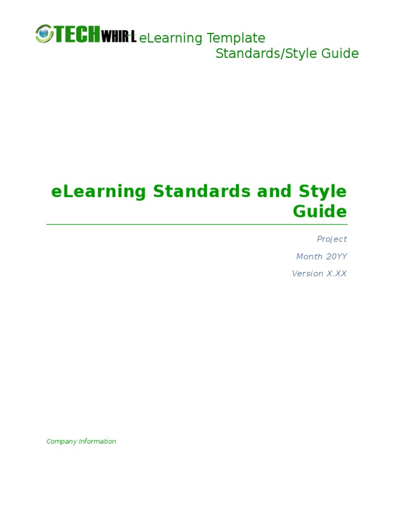 ELearning Standards and Style Guide Template | Download Free PDF | File Format | Educational ...