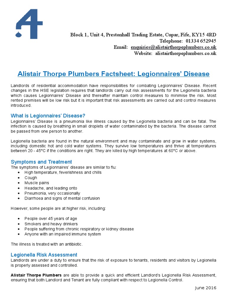 Legionella Fact Sheet For Property Agents Blog | PDF | Water Heating ...