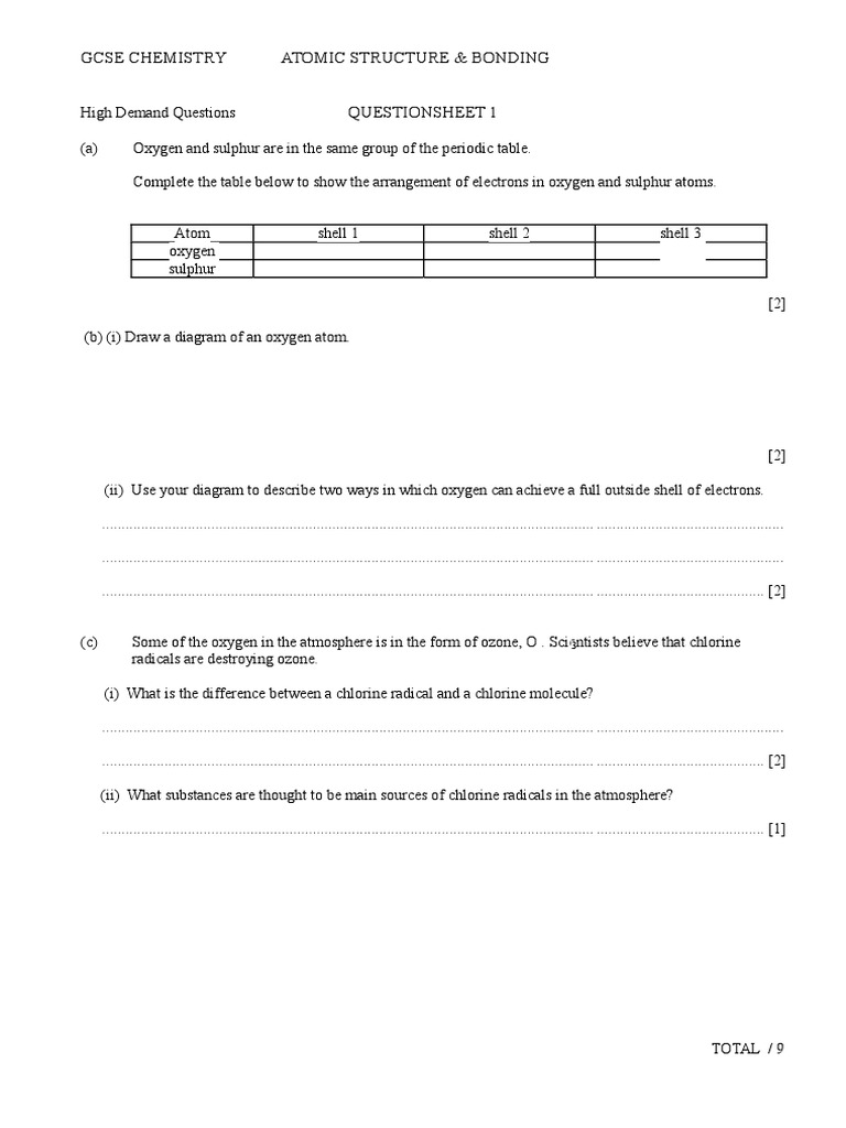 atomic_questions.doc | Atoms | Chemistry
