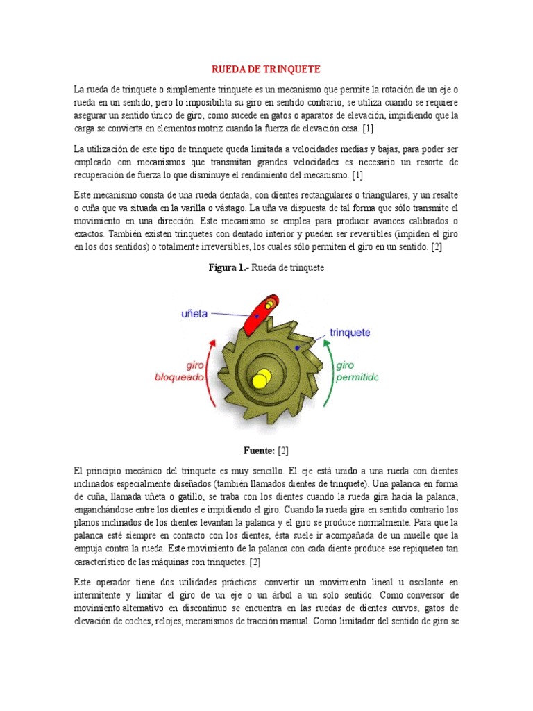 Mecanismo y Tipos de Trinquete | PDF | Engranaje | Eje
