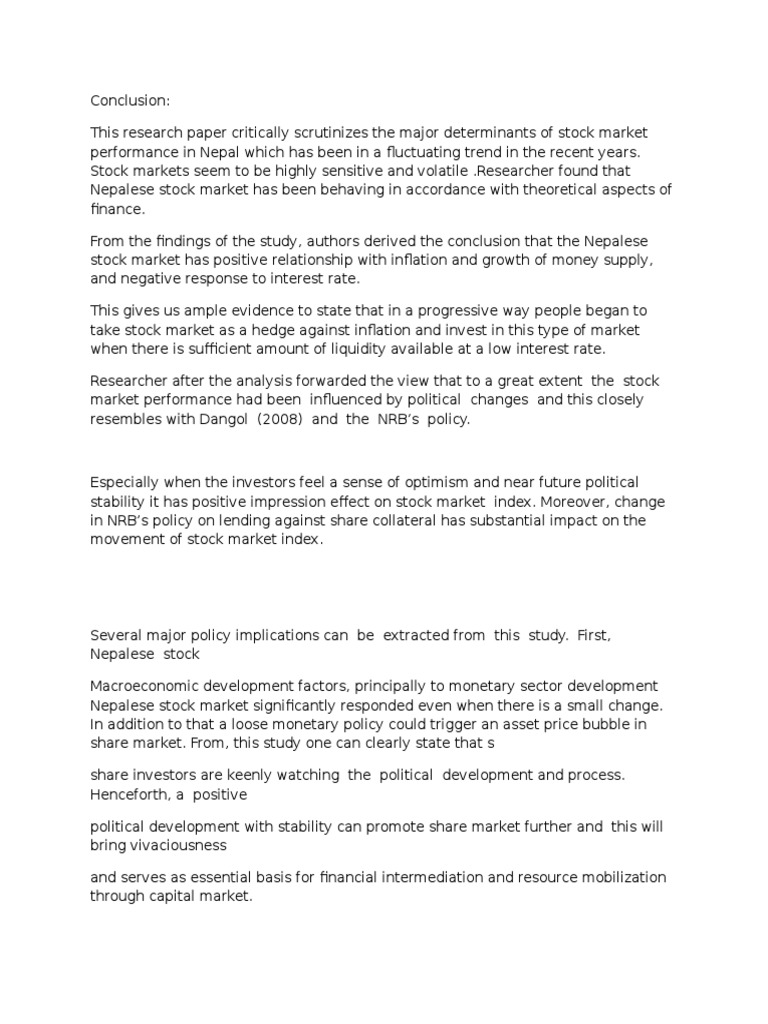 Conclusion | Stock Market | Stocks