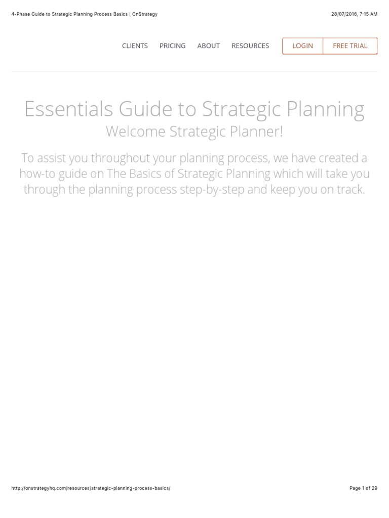 4-Phase Guide To Strategic Planning Process Basics - OnStrategy PDF ...