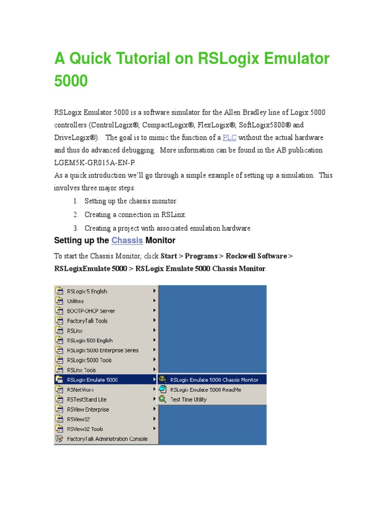 A Quick Tutorial On RSLogix Emulator 5000 | PDF | Emulator | Device Driver