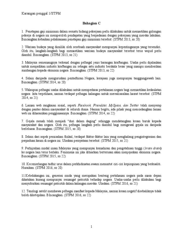 Karangan STPM 2013 - Kini | PDF