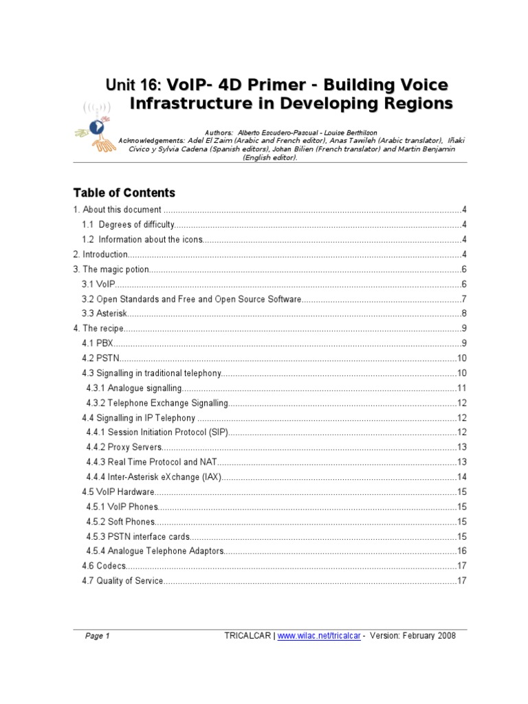 Unit 16: Voip-4D Primer - Building Voice Infrastructure in Developing Regions | Download Free ...