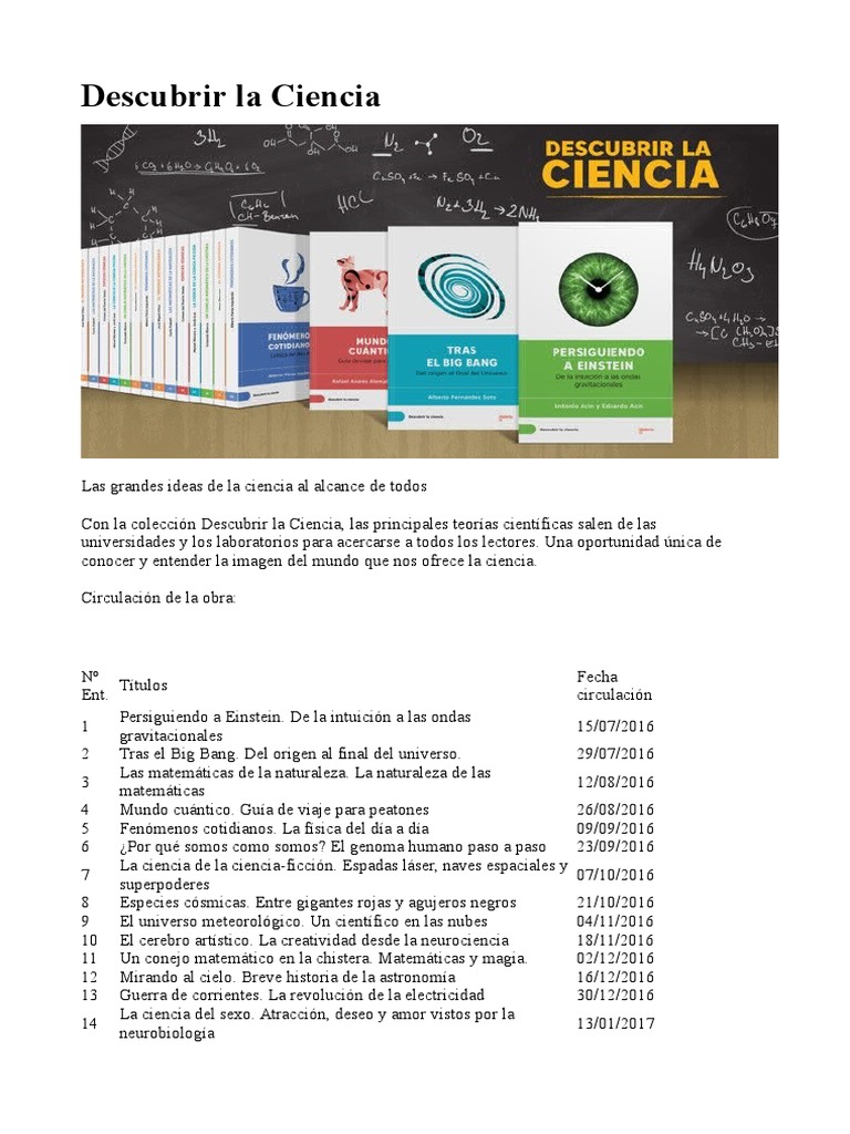 Descubrir La Ciencia-Colección2016 | PDF