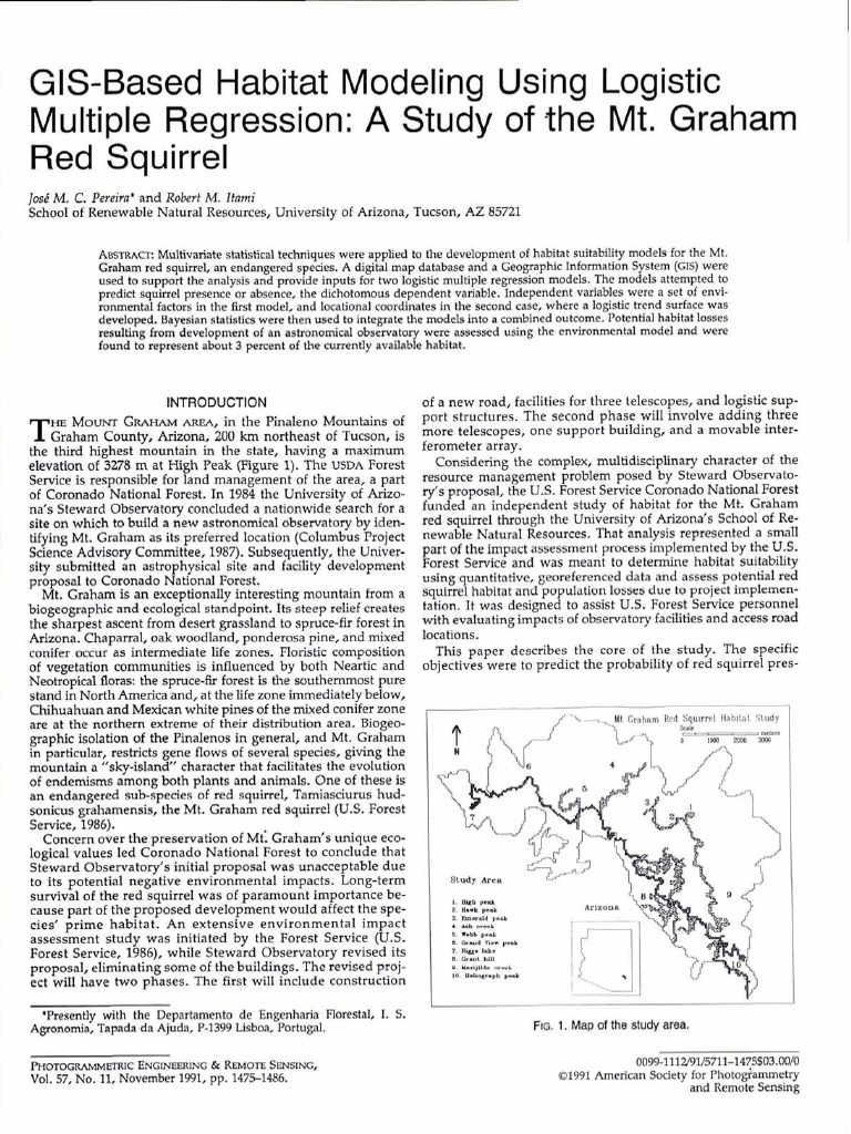 Gis-Based Habitat Modeling Using Logistic Multiple Regression: Study of ...
