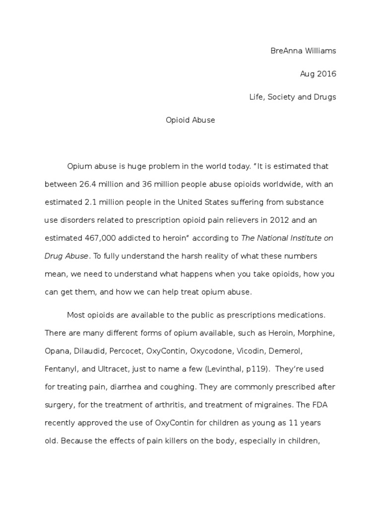 Health 1050 - Opioid Abuse Paper | PDF | Opioid | Heroin