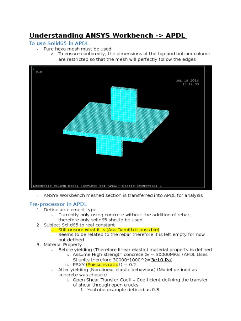 Understanding ANSYS Workbench Via Eccentric Column | PDF | Stress ...
