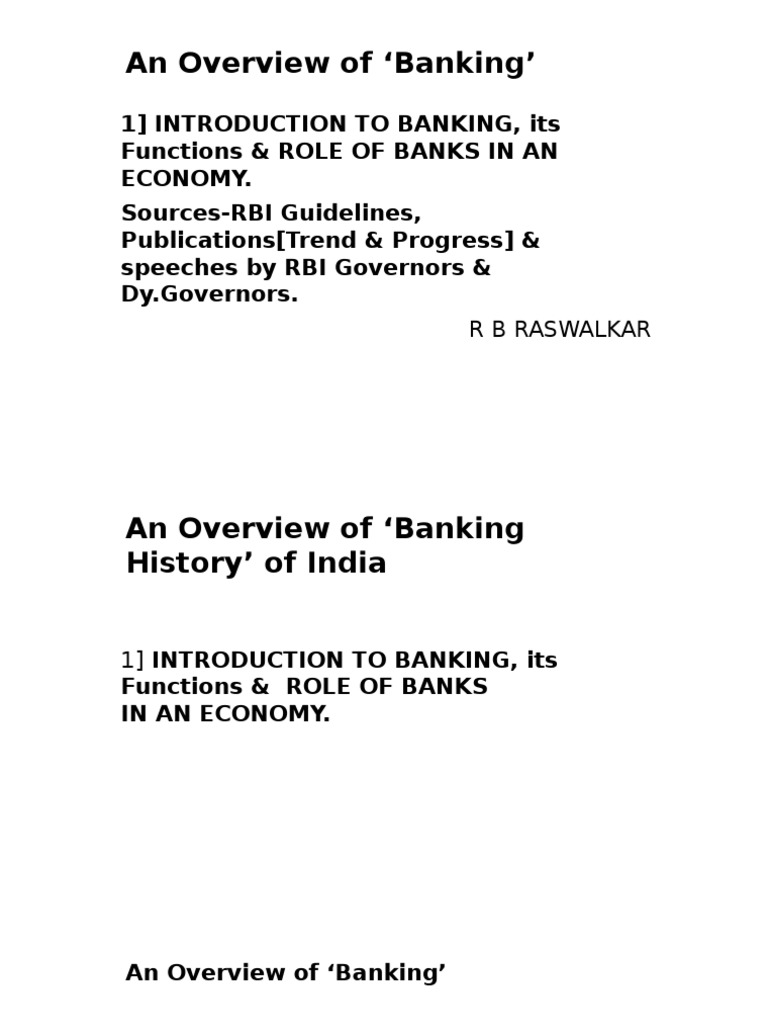 2) Overview of Banking | PDF | Deposit Account | Banks