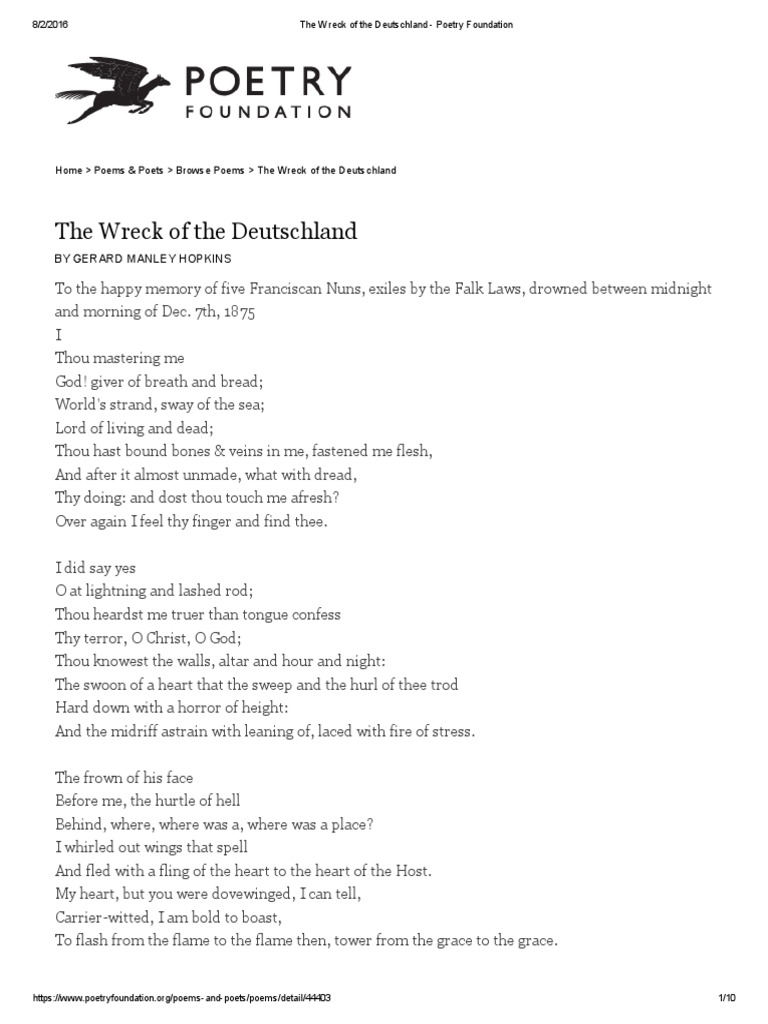 The Wreck of The Deutschland | PDF | Poetry | Religion And Belief