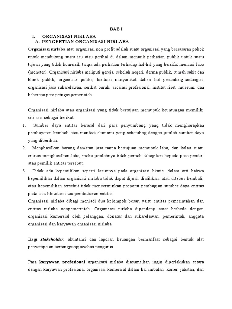 Pengertian dan Tujuan Organisasi Nirlaba | PDF