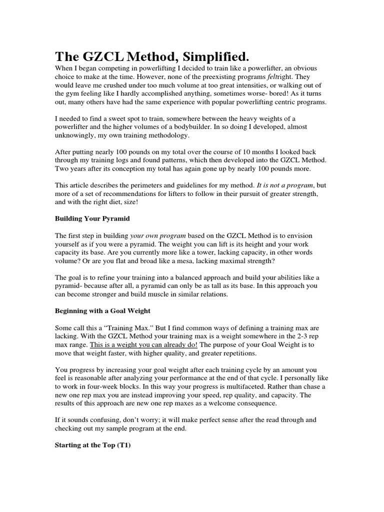 The GZCL Method | PDF | Physical Exercise | Recreation