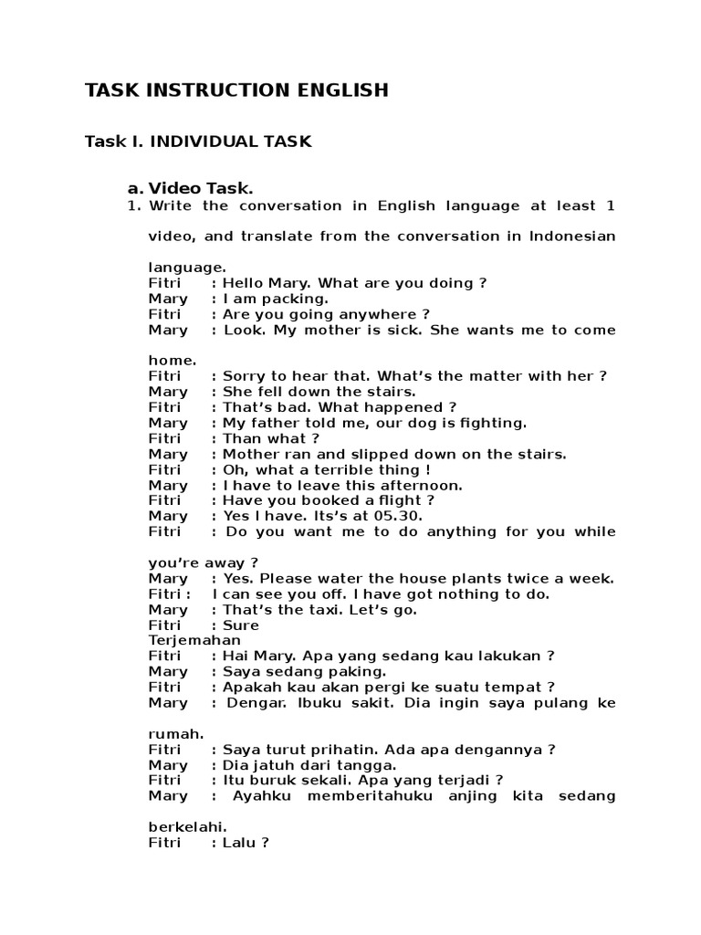 English Conversation and Translation Task | PDF | Languages