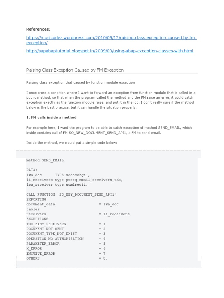 Raise Exception S In Function Module Pdf Parameter Computer Programming Computer Data