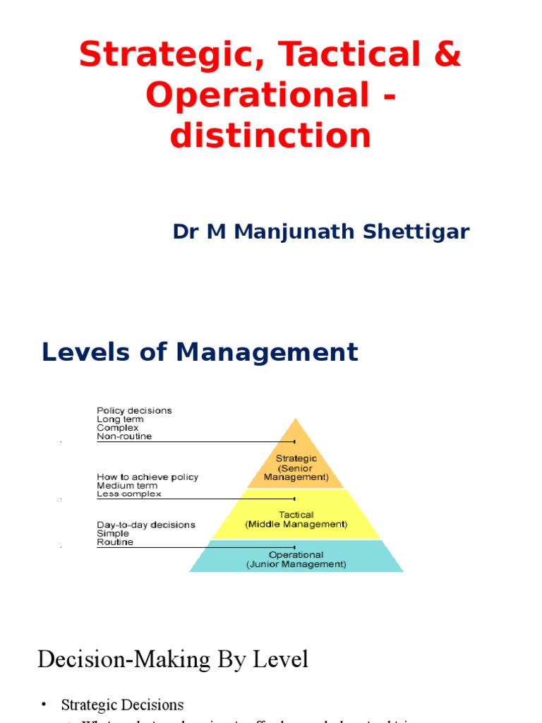 Strategic, Tactical & Operational - Distinction | PDF