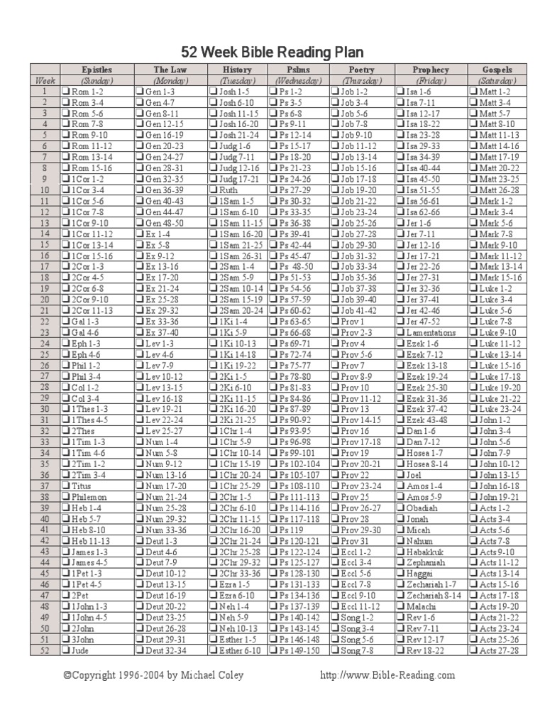 1-Year Bible Reading Plan | PDF